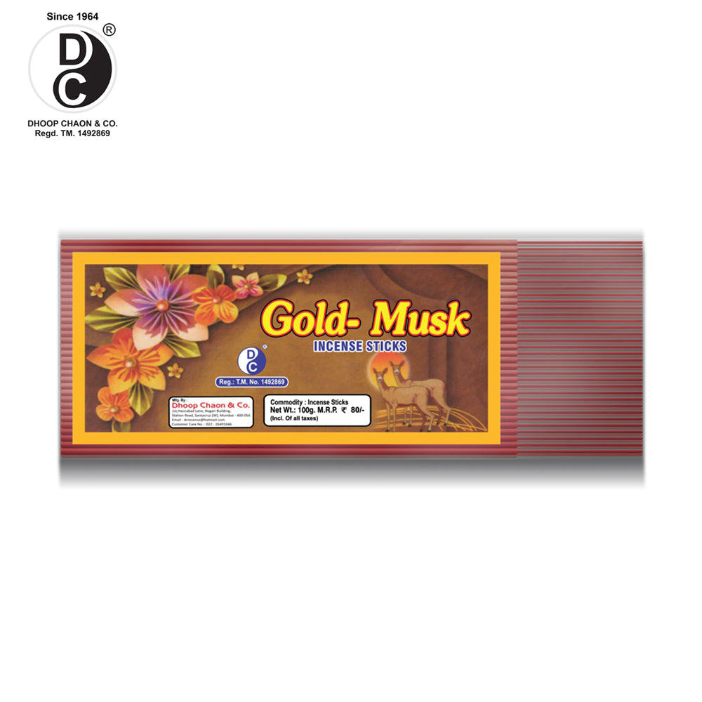 Gold Musk Metallic Coloured Premium Incense Sticks 100 Grams Pack